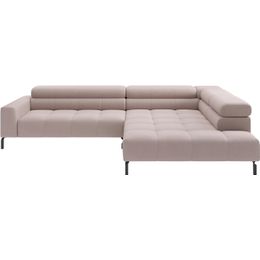 Ecksofa Home Affaire "Cleveland, L-Form, incl. Kopfteilverstellung, Breite 311 cm", stone, B:311cm H:71cm T:219cm, 100% Polyester, Sofas, Ecksofa, wahlweise elektrischer Sitzvorzug