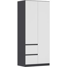 Dreht&uuml;renschrank Rauch "Schrank Garderobe MAINZ Breiten 91/136/181/226/271/315/360, H&ouml;he 210cm", graumetallic, alpinwei&szlig;, B:91cm H:210cm T:54cm, Holzwerkstoff, Schr&auml;nke, Dreht&uuml;renschrank, grifflose Front, Au&szlig;ent&uuml;ren mit Push-to-Open Funktion MADE IN GERMANY