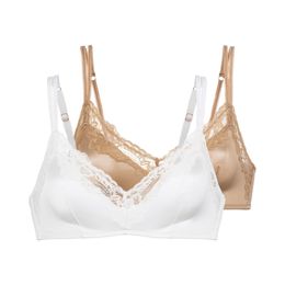 Bralette Dorina "Origins Shiny Micro", Damen, Gr. 4XL, N-Gr, ivory, beige, Microtouch, Obermaterial: 75% Polyamid, 25% Elasthan, BHs Bralette, mit zarter Spitzenborte, gl&auml;nzend, verstellbare Tr&auml;ger