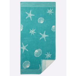 Handtuch Dyckhoff Gr. 1, blau (t&uuml;rkis, wei&szlig;, gemustert), B:50cm L:100cm, 100% Baumwolle, Handt&uuml;cher