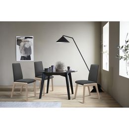 Polsterstuhl stressless "Laurel", grau (charcoal dinamica, schwarz), B:57cm H:92cm T:59cm, Microfaser DINAMICA (88% Polyester, 12% Polyurethan), St&uuml;hle, Polsterstuhl, Low Back, Gr&ouml;&szlig;e M, mit abgerundeten Beinen in Schwarz