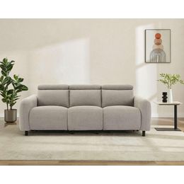 3-Sitzer OTTO HOME "SKAANE Struktur-Sofa, 229 cm, manuelle-u. elektrische Relaxfunktion", creme, B:229cm H:100cm T:100cm, 100% Polyester, Sofas, 229cm, Kopfteilverstllg. und man. o. elektr. Relaxfunktion in 2 Sitzen