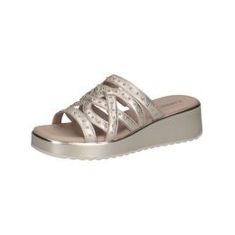 Pantolette Caprice "Caprice Pantoletten Leder", Damen, Gr. 39, gold, Leder, Schuhe Pantolette
