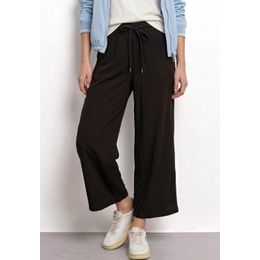 Culotte Street One, Damen, Gr. 32, L&auml;nge 26, schwarz, Stoff, 100% Viskose, unifarben, loose fit wadenlang, Hosen Culotte, High Waist
