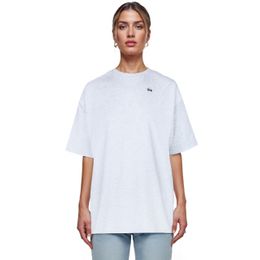 Oversize-Shirt Trueprodigy "Nika F Logo Stickeri Oversized Rundhals", Damen, Gr. L, grau (graumelange), Obermaterial: 50% Baumwolle CO. 50% Polyester PES., Rundhals, Shirts