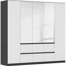 Dreht&uuml;renschrank Rauch "Schrank Garderobe MAINZ Breiten 91/136/181/226/271/315/360, H&ouml;he 210cm", graumetallic, alpinwei&szlig;, B:226cm H:210cm T:54cm, Holzwerkstoff, Schr&auml;nke, Dreht&uuml;renschrank, grifflose Front, Au&szlig;ent&uuml;ren mit Push-to-Open Funktion MADE IN GERMANY