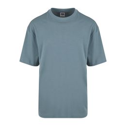 T-Shirt Urban Classics "Urban Classics UC Signature Logo Tall Tee", Damen, Gr. L, dusty blau, 100% Baumwolle, bedruckt, oversize, Rundhals, Shirts T-Shirt