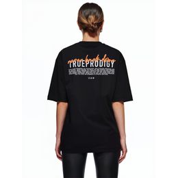 Oversize-Shirt Trueprodigy "Lior F Logo Print Oversized Rundhals", Damen, Gr. L, schwarz, Obermaterial: 100% Baumwolle CO., Rundhals, Shirts