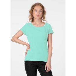 Kurzarmshirt Ragwear "FLLORAH GOTS", Damen, Gr. M, lagoon gr&uuml;n, Jersey, Obermaterial: 100% Baumwolle, unifarben, normal, Rundhals, Shirts, Bestseller aus Single Jersey mit softem Finish und Kn&ouml;pfen