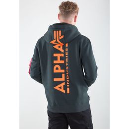 Kapuzensweatshirt Alpha Industries "BACK PRINT HOODY", Herren, Gr. S, blau (schwarz petrol), angeraute Sweatware, Obermaterial: 80% Baumwolle, 20% Polyester, bedruckt, normal normal, Rundhals, Rippb&uuml;ndchen, Sweatshirts, Baumwollmischung, regular fit