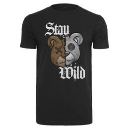 T-Shirt MisterTee "MisterTee Herren Stay Wild Tee", Damen, Gr. M, schwarz, 100% Baumwolle, unifarben, normal, Rundhals, Shirts T-Shirt