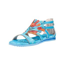 Riemchensandale Laura Vita "Laura Vita Sandalen Leder", Damen, Gr. 37, azur, Leder, Schuhe Riemchensandale