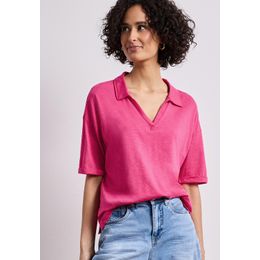 Poloshirt Street One, Damen, Gr. 34, magenta dream, Web, 50% Modal, 50% Baumwolle, unifarben, comfort fit normal, hoch geschlossener Ausschnitt, normaler Saum, Shirts, im soften Baumwoll-Mix