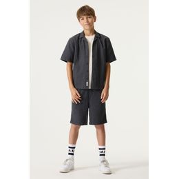 Shorts Garcia, M&auml;dchen, Gr. 152, N-Gr, dunkelgrau, Web, Obermaterial: 100% Baumwolle, unifarben, normal ca. Mitte Oberschenkel, Hosen Shorts, in Waffle-Optik und mit Kordelzug, for Boys