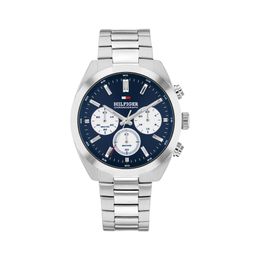 Chronograph Tommy Hilfiger "Hudson", silberfarben, Armbanduhren, Herren, Chronograph, Quarzuhr, Armbanduhr, Herrenuhr, Edelstahlarmband, analog