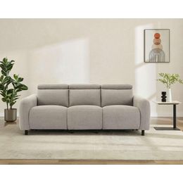 3-Sitzer OTTO HOME "SKAANE Struktur-Sofa, 229 cm, manuelle-u. elektrische Relaxfunktion", creme, B:229cm H:100cm T:100cm, 100% Polyester, Sofas, 229cm, Kopfteilverstllg. und man. o. elektr. Relaxfunktion in 2 Sitzen