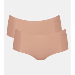 Panty Sloggi "ZERO Microfibre 2.0", Damen, Gr. XS, braun (cameo braun), Single Jersey, Obermaterial: 76% Polyamid, 24% Elasthan, k&ouml;rpernah, Unterhosen Panty, nahtlos, gewellte Abschl&uuml;sse hinten, Microfaser