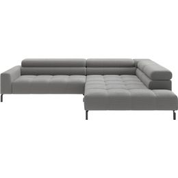 Ecksofa Home Affaire "Cleveland, L-Form, incl. Kopfteilverstellung, Breite 311 cm", grau, B:311cm H:71cm T:219cm, 95% Polyester, 5% Nylon, Sofas, Ecksofa, wahlweise elektrischer Sitzvorzug