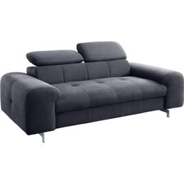 2-Sitzer COTTA "Chef", schwarz, B:201cm H:72cm T:105cm, Chenille (90% Polyester, 10% Polyamid);Struktur (100% Polyester), Sofas, mit Kopfteilverstellung