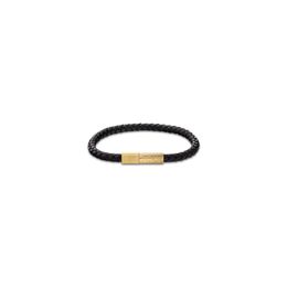 Lederarmband Calvin Klein "INDUSTRIAL FACETS", gelbgoldfarben, schwarz, Armb&auml;nder, Damen, 19,5cm, Edelstahl Leder, Edelstahl, Leder, Lederarmband