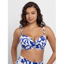 B&uuml;gel-Bandeau-Bikini-Top Dorina, Damen, Gr. 75, Cup E, wei&szlig;, blau, Obermaterial: 82% Polyester, 18% Elasthan, Bikini-Oberteile
