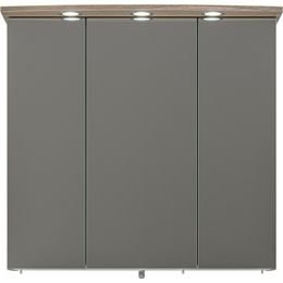Spiegelschrank SAPHIR "mit 3 LED-Strahler und 6 Einlegeb&ouml;den", sanremo eiche terra quer nachbildung, B:75cm H:72cm T:20cm, Holzwerkstoff, Schr&auml;nke, Spiegelschrank