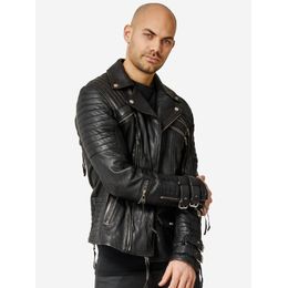 Lederjacke Trueprodigy "Jackson mit Absteppungen und Zippern", Herren, Gr. L, schwarz, Obermaterial: 100% Schafsleder sheepskin., slim fit, Jacken