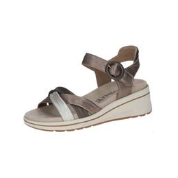 Keilsandalette Caprice "Caprice Sandalen Leder", Damen, Gr. 36, taupe, Leder, Schuhe