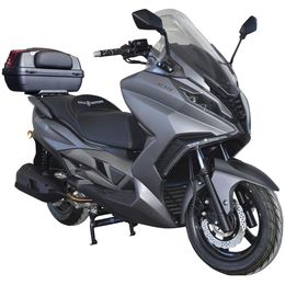 Motorroller Alpha Motors "Sport Cruiser 300", grau (grau, schwarz), Motorroller, 125 km/h, mit integr. Alarmanlage, Keyless-System, USB-Anschluss und Windschild, B:81cm H:132cm L:218cm