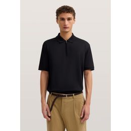 Poloshirt Bugatti, Damen, Gr. L, 290, schwarz, 50% Baumwolle, 50% Polyester, unifarben, normal, ohne Ausschnitt, Shirts, mit kurzem Rei&szlig;verschluss
