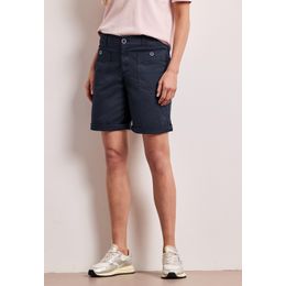 Shorts Street One, Damen, Gr. 34, shadowed navy, Web, 98% Baumwolle, 2% Elasthan, unifarben, comfort fit kurz, Hosen Shorts, mit Elastikbund