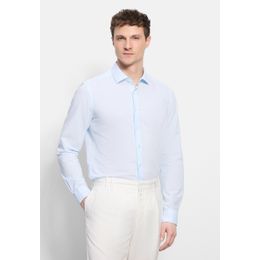 Businesshemd OLYMP "OLYMP Level Five garment washed, body fit, Kent", Herren, Gr. 39, Normaler Arm, hellblau, 100% Baumwolle, Hemden