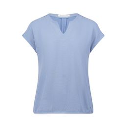 BETTY & CO Kurzarmshirt BETTY & CO "Damen mit Struktur", Damen, Gr. L, blau (blau, wei&szlig;), Obermaterial: 78% Viskose, 20% Polyester, 2% Elasthan, loose fit normal, Rundhals, Shirts, Material
