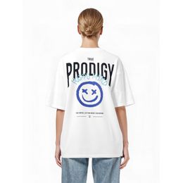 Oversize-Shirt Trueprodigy "Hajin F Logo Print Oversized Rundhals", Damen, Gr. L, wei&szlig;, Obermaterial: 100% Baumwolle CO., Rundhals, Shirts