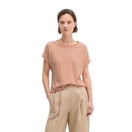 Marc O'Polo T-Shirt MARC O'POLO "aus Baumwoll-Single-Jersey", Damen, Gr. L, medium orange, Obermaterial: 100% Baumwolle, gestreift, Basic, regular fit, U-Boot-Ausschnitt, normaler Saum, Shirts T-Shirt