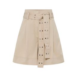 Shorts BOSS Orange "Tulina Premium Damenmode", Damen, Gr. 34, N-Gr, open beige 287, Twill, Obermaterial: 97% Baumwolle, 3% Elasthan, unifarben, kurz, Hosen Shorts, mit &Ouml;sen-G&uuml;rtel, Paperbag-Stil