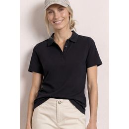 Poloshirt Street One, Damen, Gr. 34, schwarz, Web, 97% Baumwolle, 3% Elasthan, unifarben, normal normal, hoch geschlossener Ausschnitt, abgesteppt, Shirts, aus Baumwolle mit Stretchante