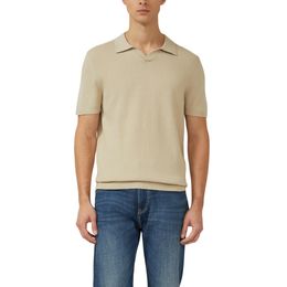 Poloshirt s.Oliver, Damen, Gr. L, bone beige, Strick, Obermaterial: 85% Baumwolle, 15% Leinen, unifarben, regular fit normal, ohne Ausschnitt, Shirts, mit Rippb&uuml;ndchen