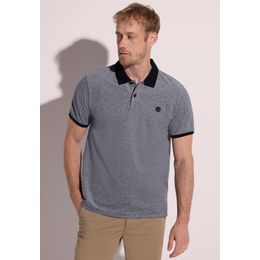 Poloshirt Street One MEN, Damen, Gr. L (42), basic schwarz, Web, 100% Baumwolle, unifarben, comfort fit normal, hoch geschlossener Ausschnitt, normaler Saum, Shirts, mit Farbakzenten