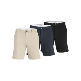 Jack & Jones Chinohose JACK & JONES "JPSTMARCO DYLAN CHINO SHORTS SRT MP 2PK", Herren, Gr. L, N-Gr, schwarz pack:castlerock, Web, Obermaterial: 98% Baumwolle, 2% Elasthan, unifarben, regular fit, Hosen Chinohose