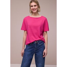 T-Shirt Street One, Damen, Gr. 34, magenta dream, Stoff, 65% Viskose, 32% Polyester, 3% Elasthan, unifarben, comfort fit normal, U-Boot-Ausschnitt, normaler Saum, Shirts T-Shirt, mit U-Boot-Ausschnitt