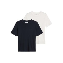Marc O'Polo T-Shirt MARC O'POLO DENIM "T-Shirt T-Shirt, SSL, Logo Print, Reg 2er Pack", Damen, Gr. L, bunt (wei&szlig;, dunkelblau), Obermaterial: 100% Baumwolle CO., Shirts T-Shirt