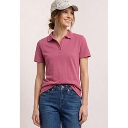Poloshirt Street One, Damen, Gr. 34, schwarz clouded blush, Web, 97% Baumwolle, 3% Elasthan, unifarben, normal normal, hoch geschlossener Ausschnitt, abgesteppt, Shirts, aus Baumwolle mit Stretchante