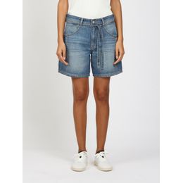Jeansshorts Gang "94CLAIRE SHORTS", Damen, Gr. 26, N-Gr, true midblau, Denim/Jeans, Obermaterial: 100% Baumwolle, weit kurz, Jeans Jeansshorts, mit Bindeg&uuml;rtel, Baggy Fit