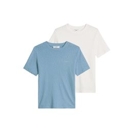 Marc O'Polo T-Shirt MARC O'POLO DENIM "T-Shirt T-Shirt, SSL, Logo Print, Reg 2er Pack", Damen, Gr. L, bunt (wei&szlig;, hellblau), Obermaterial: 100% Baumwolle CO., Shirts T-Shirt