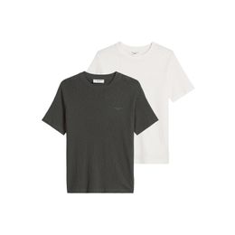 Marc O'Polo T-Shirt MARC O'POLO DENIM "T-Shirt T-Shirt, SSL, Logo Print, Reg 2er Pack", Damen, Gr. L, bunt (wei&szlig;, dunkelgrau), Obermaterial: 100% Baumwolle CO., Shirts T-Shirt