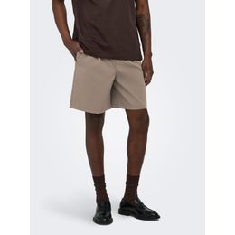 Only & Sons Shorts ONLY & SONS "ONSWILL 0292 LOOSE STRING SHORTS NOOS", Herren, Gr. L, N-Gr, falcon, Web, Obermaterial: 75% Polyester, 21% Viskose, 4% Elasthan, unifarben, loose fit knielang, Hosen Shorts