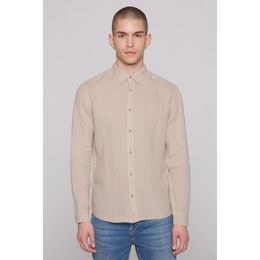 Langarmhemd CMPD, Herren, Gr. S, Normalgr&ouml;&szlig;en, beige (canvas), Material: 100% Leinen, bestickt, figurbetont normal, 1-Knopf-Manschette, Hemden, aus Leinen