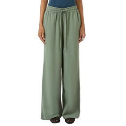 Stoffhose QS, Damen, Gr. 34, L&auml;nge 30, olive, Web, Obermaterial: 72% Viskose, 28% Leinen, unifarben, loose fit lang, Hosen Stoffhose, mit elastischem Bund und Kordelzug