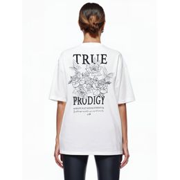 Oversize-Shirt Trueprodigy "Alex F Logo Print Oversized Rundhals", Damen, Gr. L, wei&szlig;, Obermaterial: 100% Baumwolle CO., Rundhals, Shirts